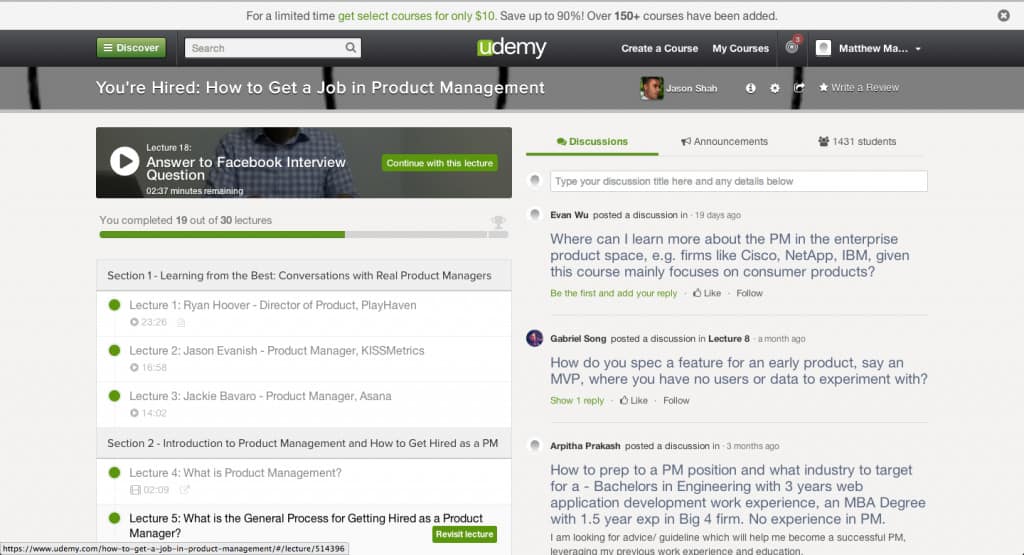 New udemy interface - UX Mastery